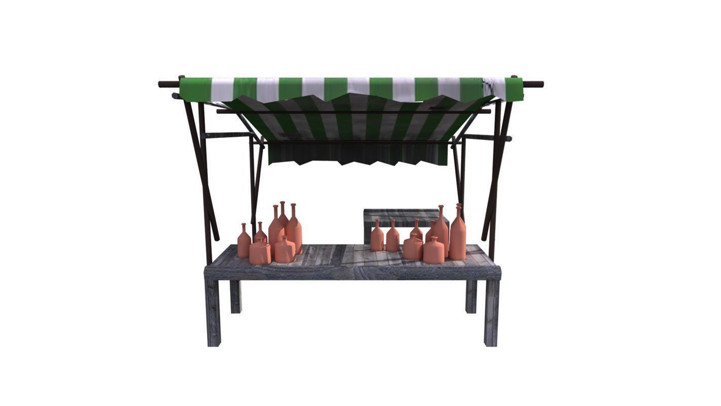 Bazaar stand with bottles 3D model | CGTrader