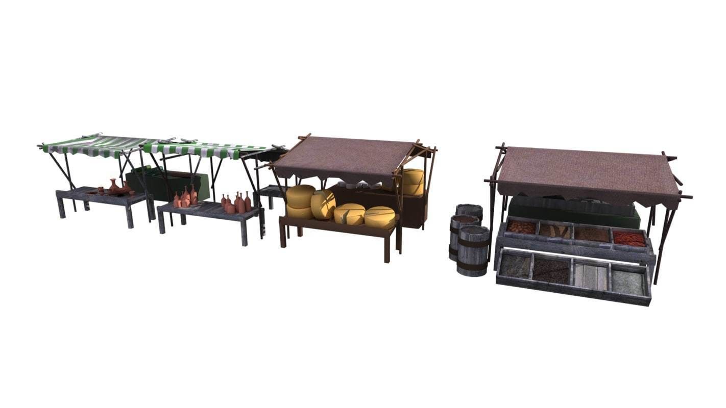 Bazaar stand with bottles 3D model | CGTrader