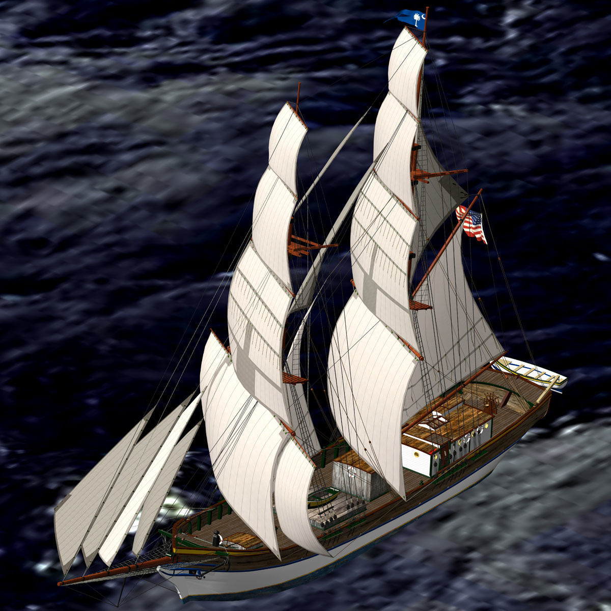 Brig Ship J W Parker 1874 Brigantino Toscano 3D model | CGTrader