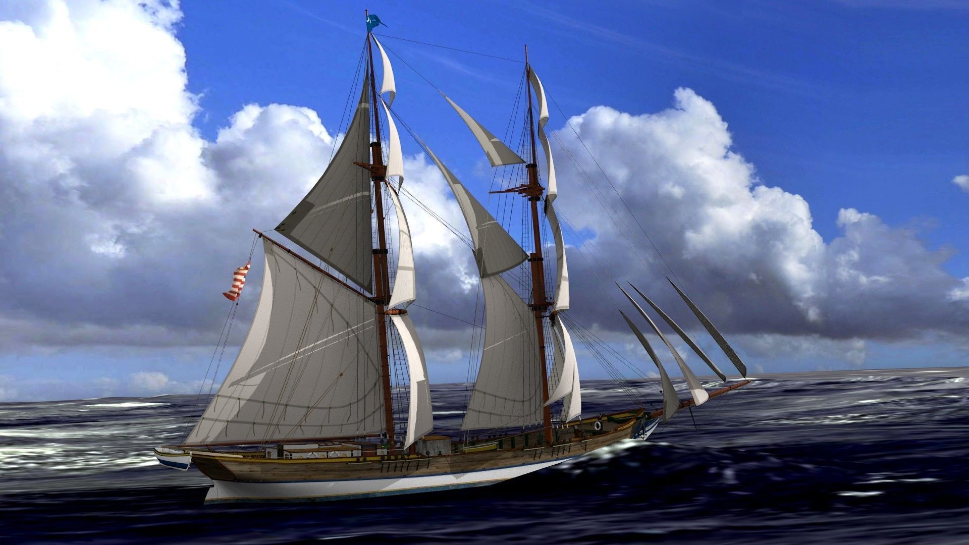 Brig Ship J W Parker 1874 Brigantino Toscano 3D model | CGTrader