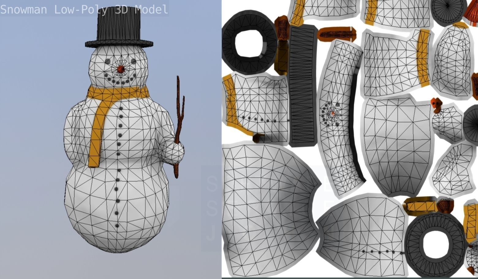 3D model Snowman Low-Poly-Version VR / AR / low-poly | CGTrader