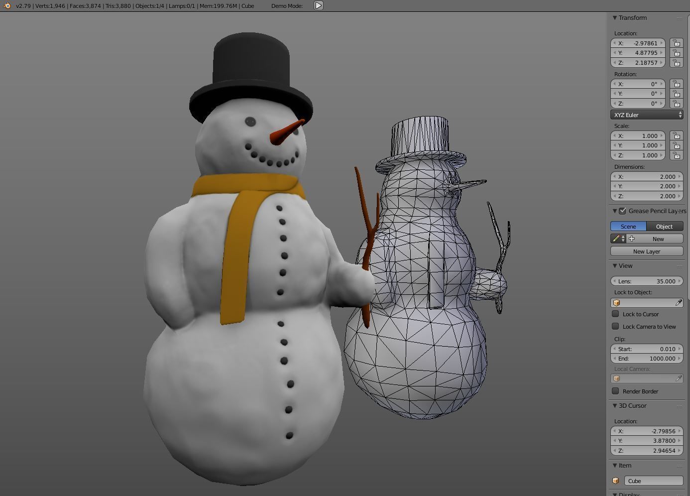 3D model Snowman Low-Poly-Version VR / AR / low-poly | CGTrader