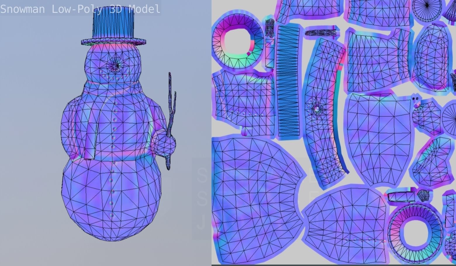 3D model Snowman Low-Poly-Version VR / AR / low-poly | CGTrader