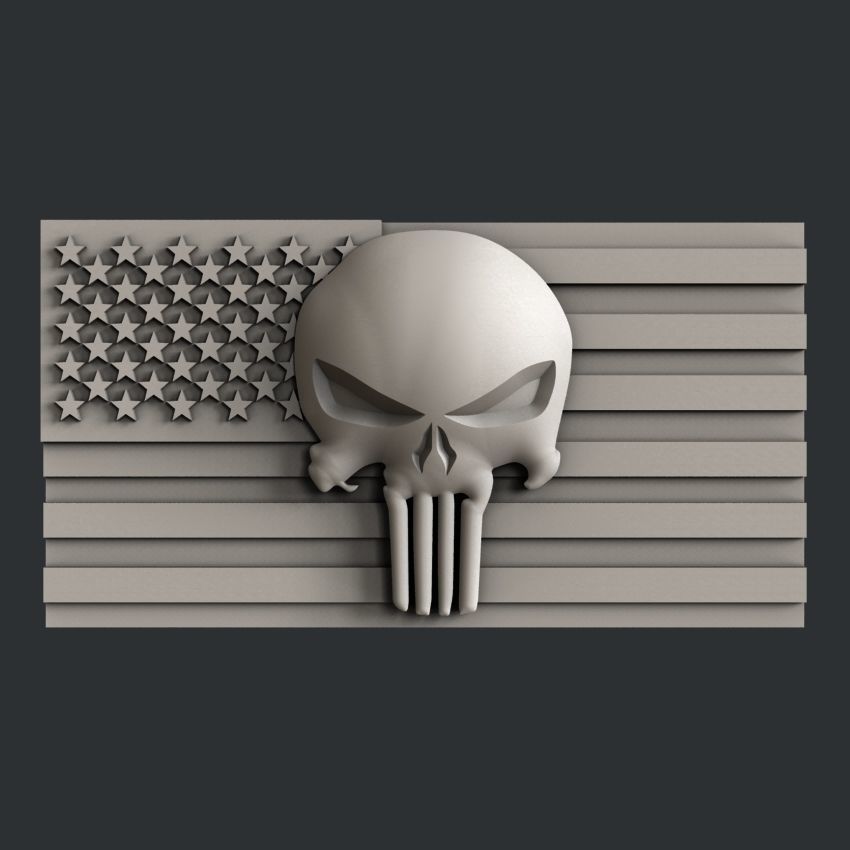3d STL models for CNC Usa skull 3D model | CGTrader