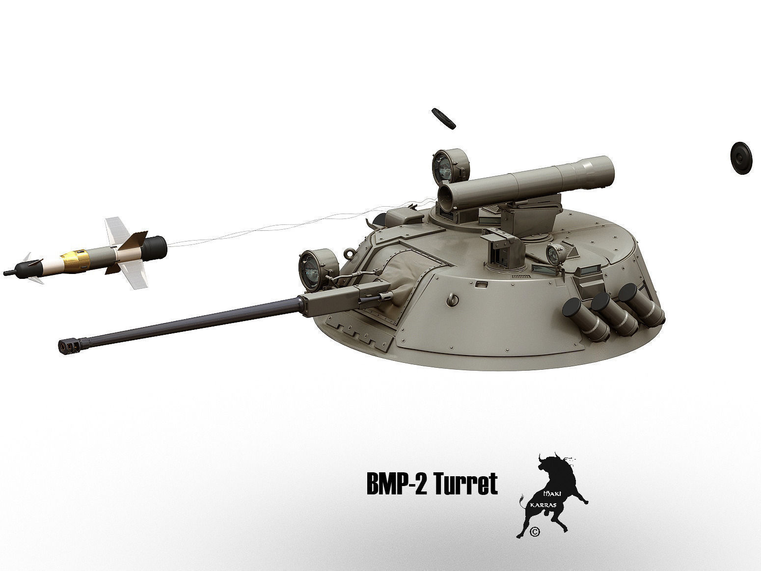 BMP-2 Turret with Spandrel Missile 3D Model MAX OBJ FBX | CGTrader.com