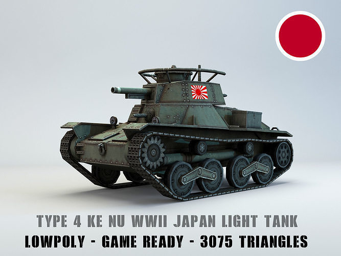 3D model Low Poly Type 4 Ke Nu Light Tank VR / AR / low-poly | CGTrader