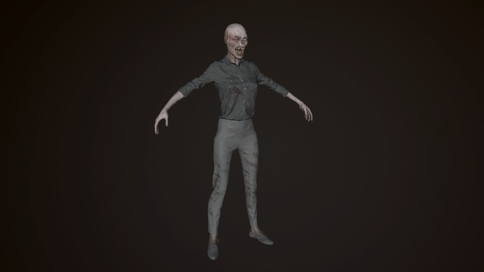 3D model Female Zombie Model with outfit VR / AR / low-poly | CGTrader