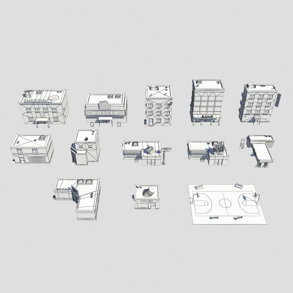 low poly building pack 3D model | CGTrader