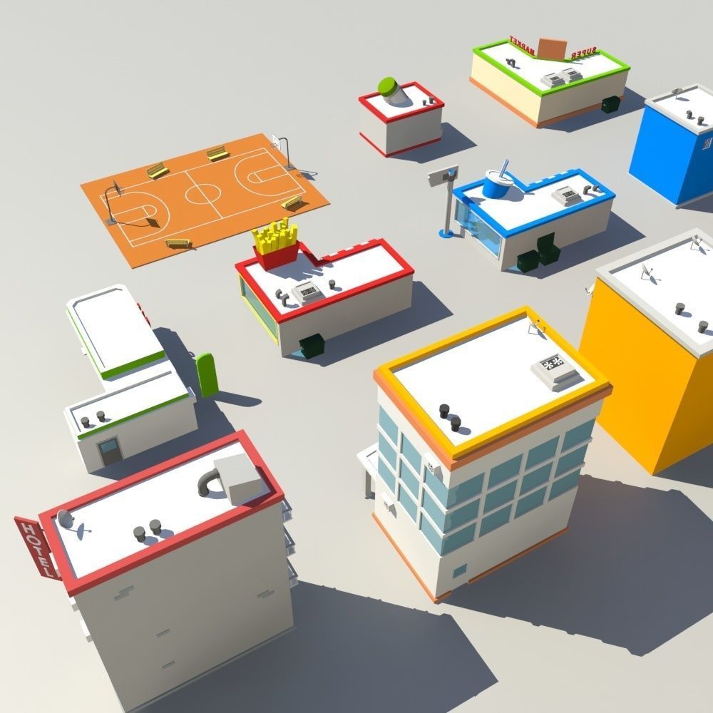 low poly building pack 3D model | CGTrader