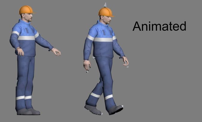 3D model Character working VR / AR / low-poly rigged animated | CGTrader