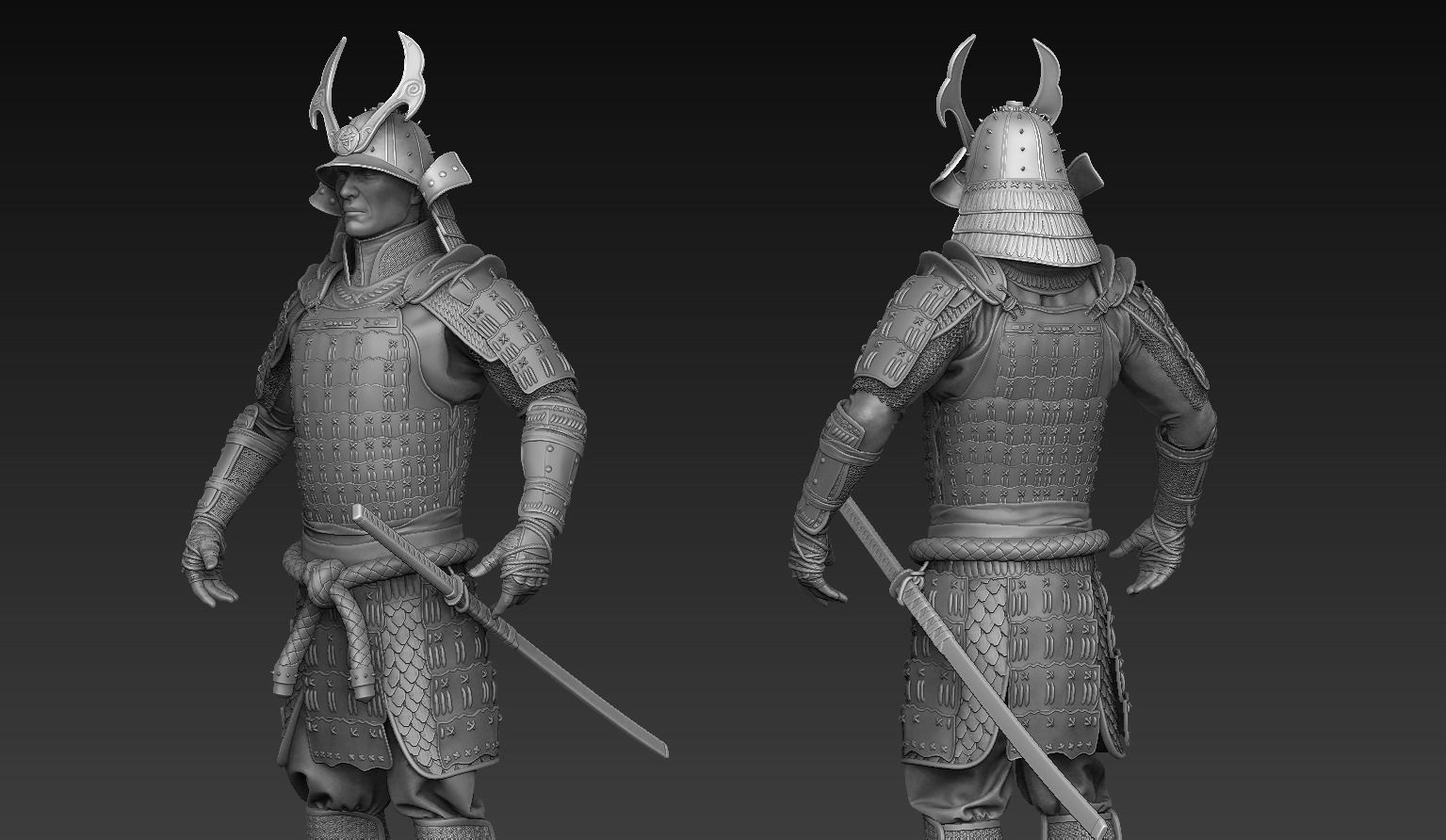 Samurai in armor with japanese writing 3D model | CGTrader