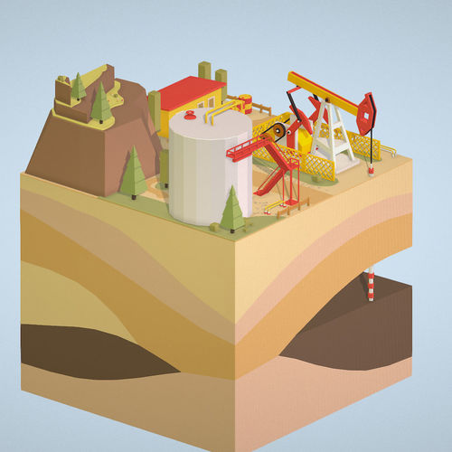 3D model Isometric oil field extracting crude oil VR / AR / low-poly ...