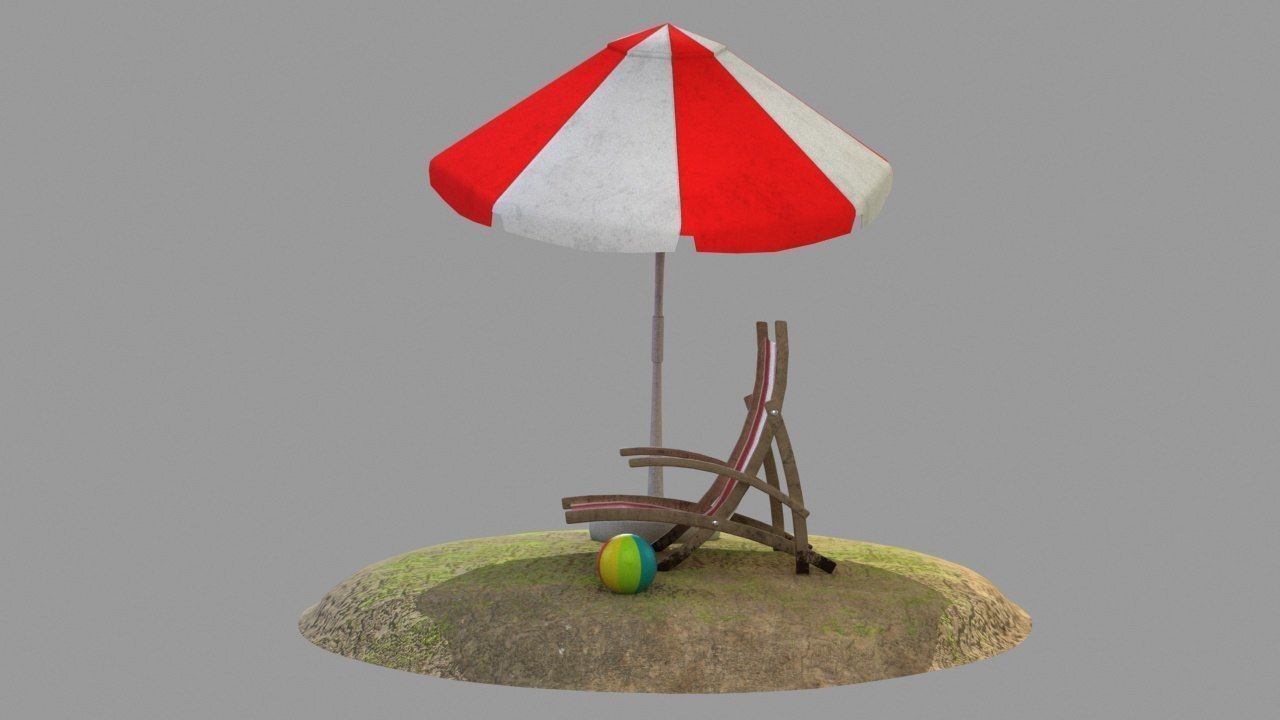 Cartoon Beach Items 3D model | CGTrader