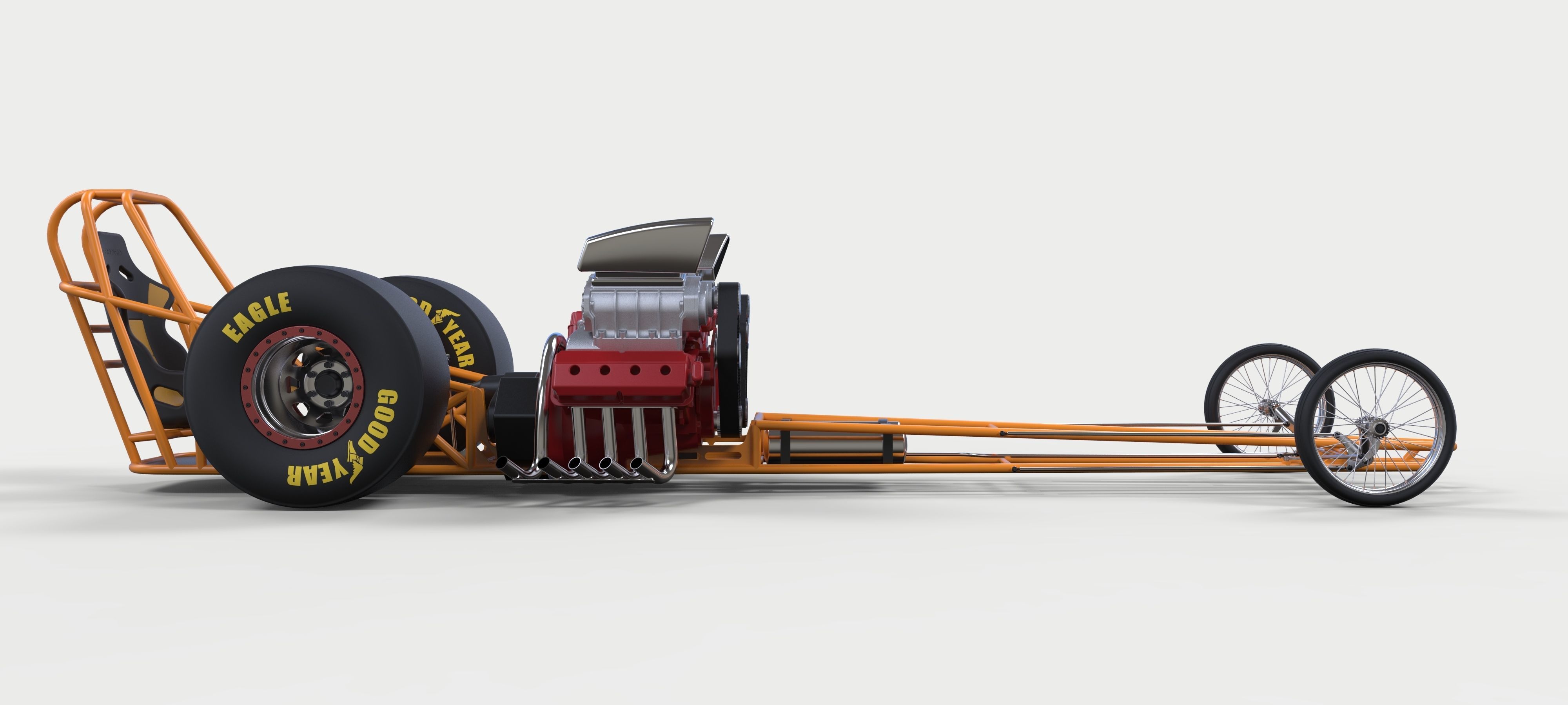 Twin-engined dragster 3D model | CGTrader