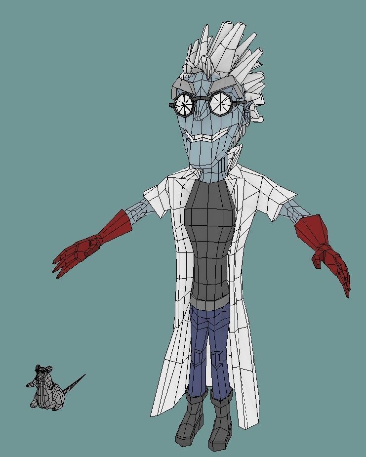 3D model Crazy Scientist and Nerdy Mouse VR / AR / low-poly | CGTrader