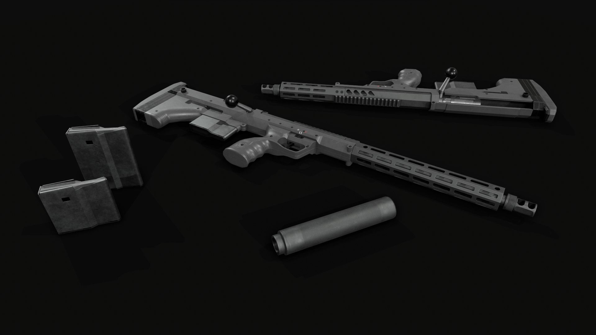 3D model Desert Tech SRS-A2 Bullpup Sniper Rifle VR / AR / low-poly ...