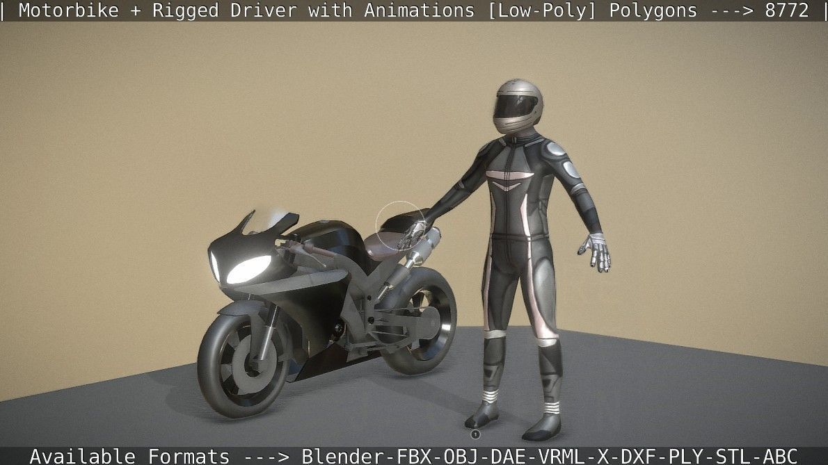 3D model Motorbike and Rigged Biker with Animations VR / AR / low-poly ...