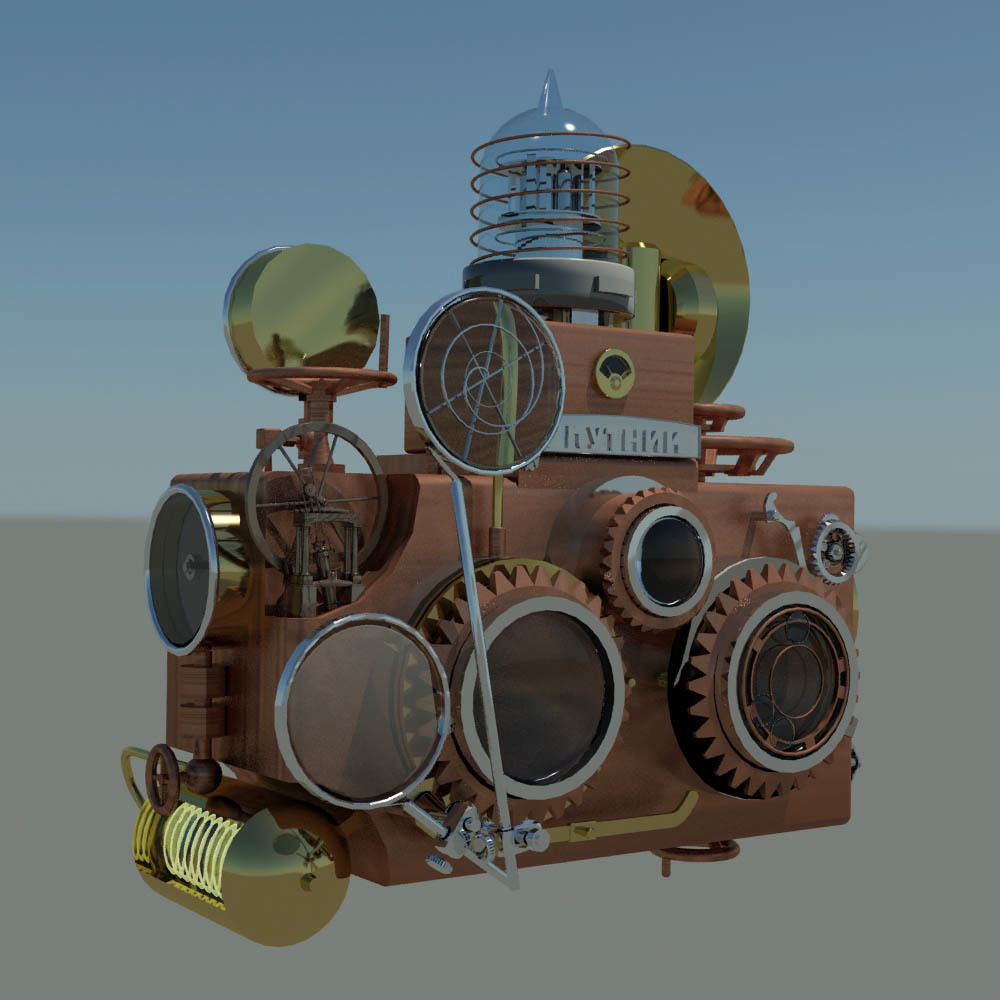 Sputnik Steampunked Stereocam 3D model | CGTrader