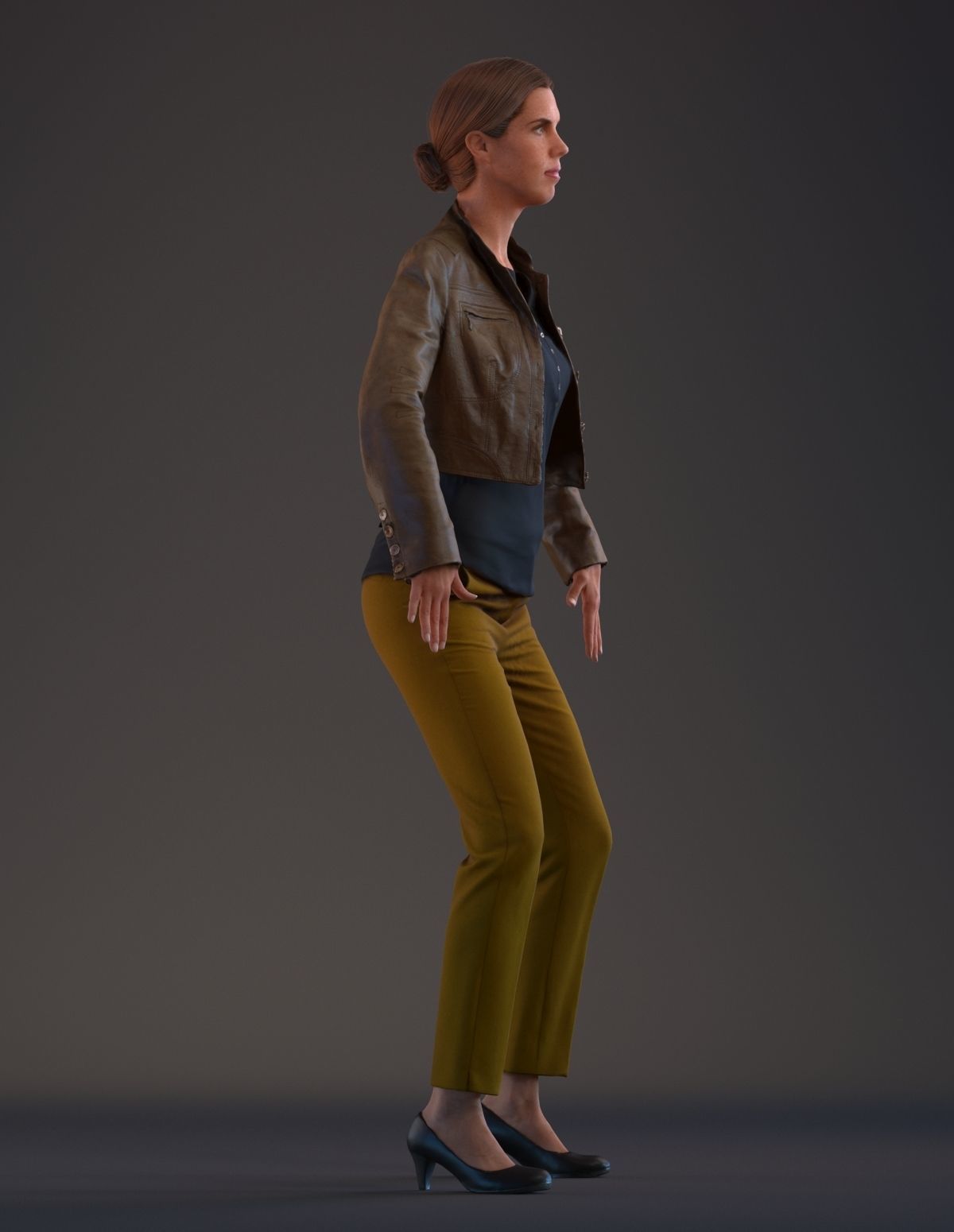 3D model Rigged 3D female with realistic hair VR / AR / low-poly rigged ...