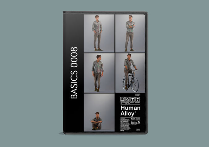 3D model Set of 3d lowpoly poses of one low poly man VR / AR / low-poly ...