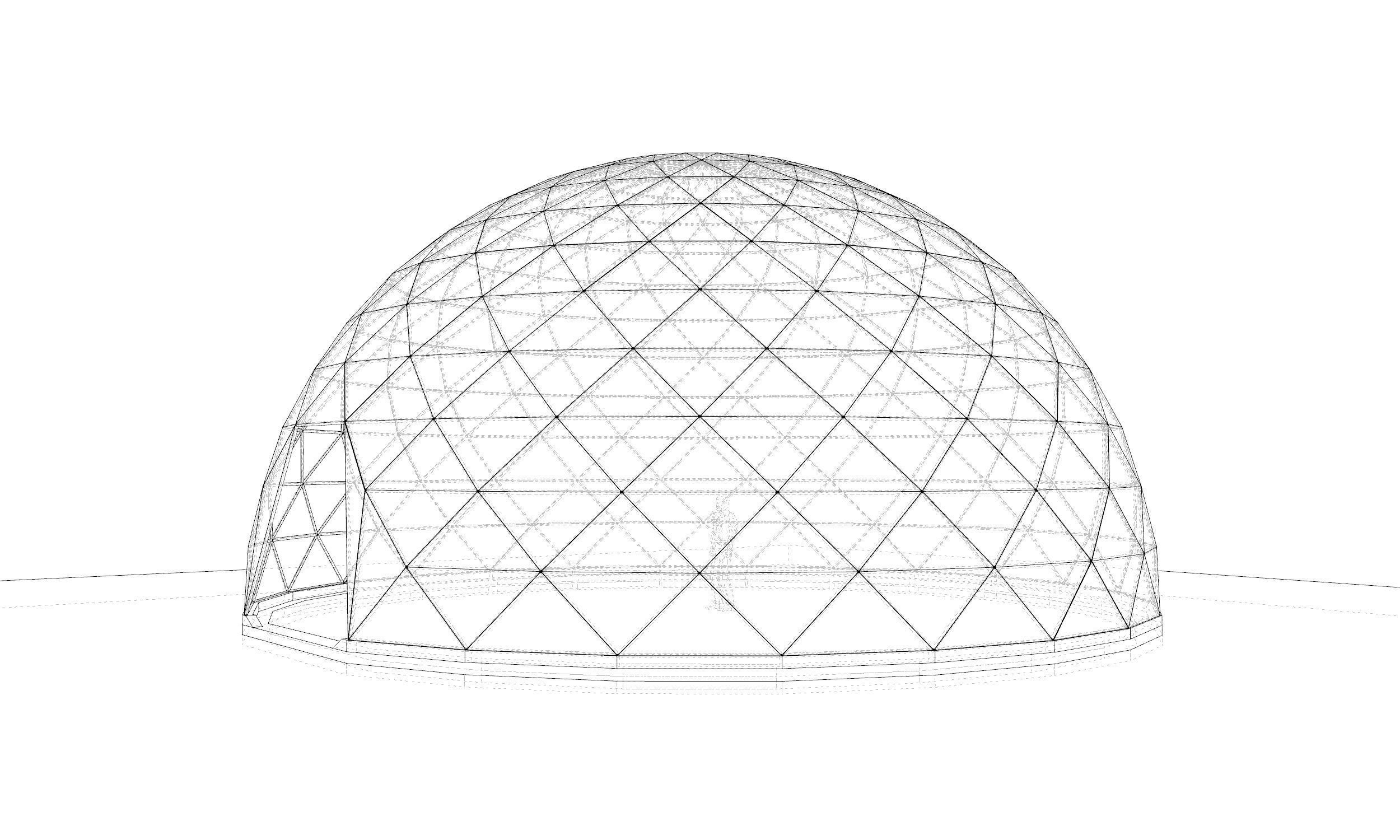 3D model Dome triangular glass structure-panels architecture ...