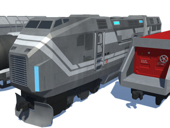 3D model Sci-fi Train Set VR / AR / low-poly | CGTrader