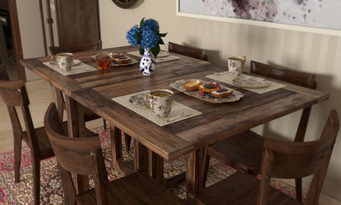 Danton Folding Dining Table 3D model | CGTrader