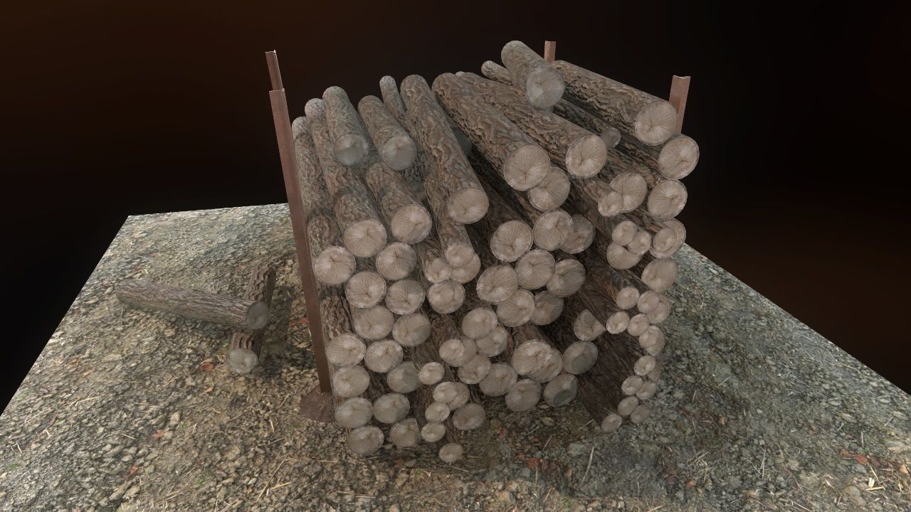 3D model Low Poly Wood Logs Pile PBR VR / AR / low-poly | CGTrader