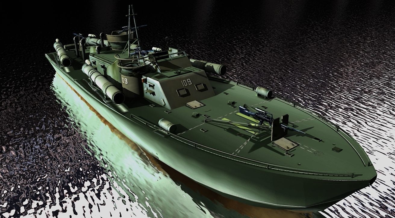 PT-109 military boat in water 3D model | CGTrader