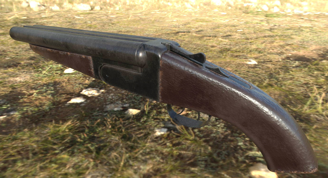 3D model replica sawed off double barrel shotgun VR / AR / low-poly ...