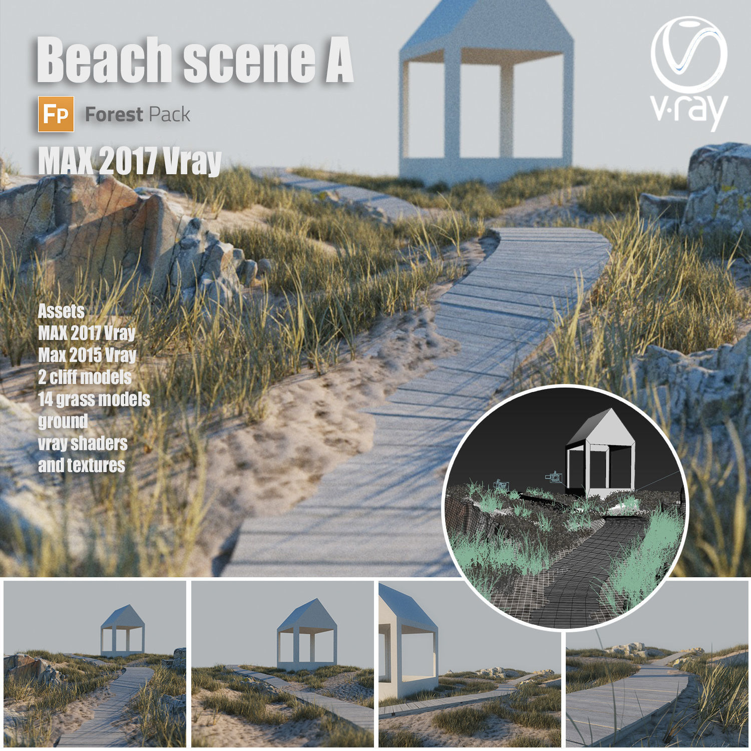 Beach scene A 3D model | CGTrader