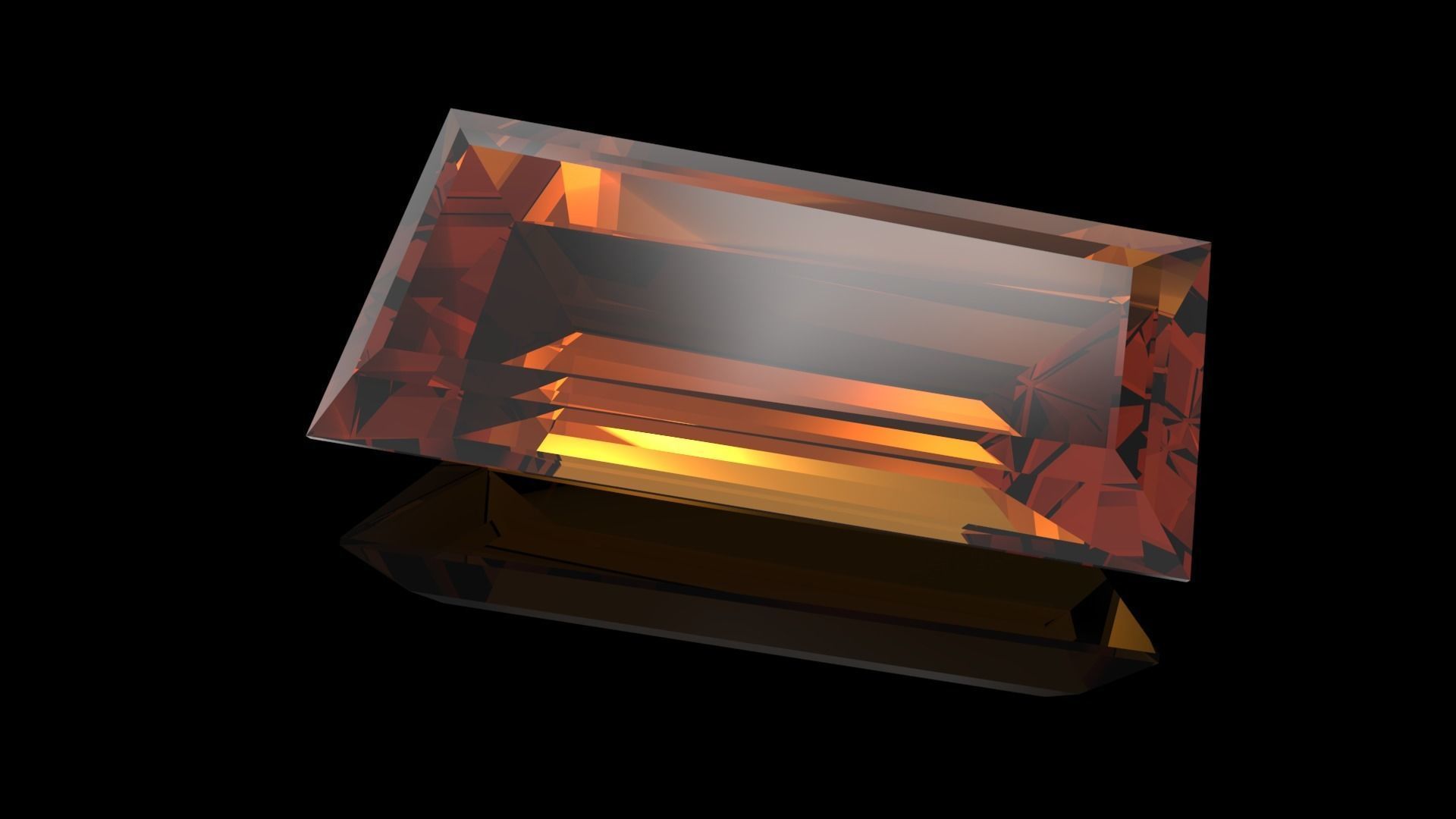 Tappered Baguette Shape Gem 3D model 3D printable | CGTrader