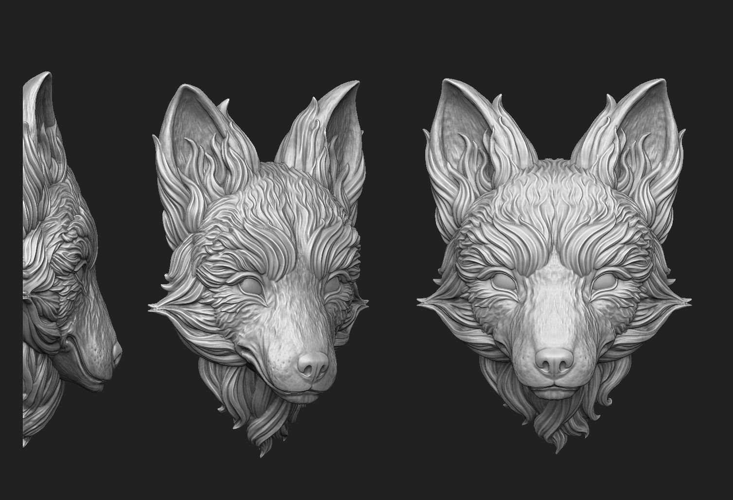 Fox Head - 2 Versions 3D model 3D printable | CGTrader