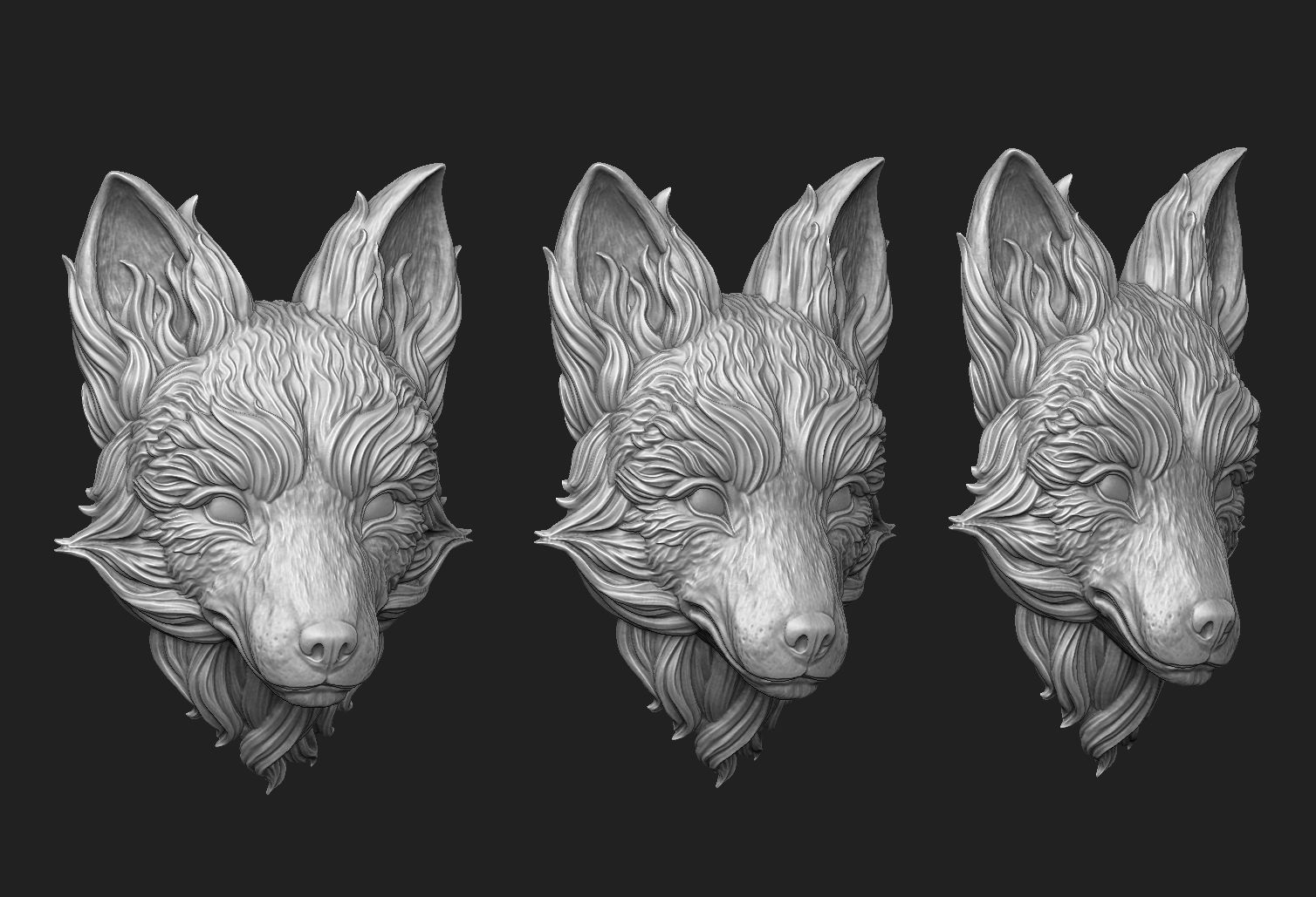 Fox Head - 2 Versions 3D model 3D printable | CGTrader