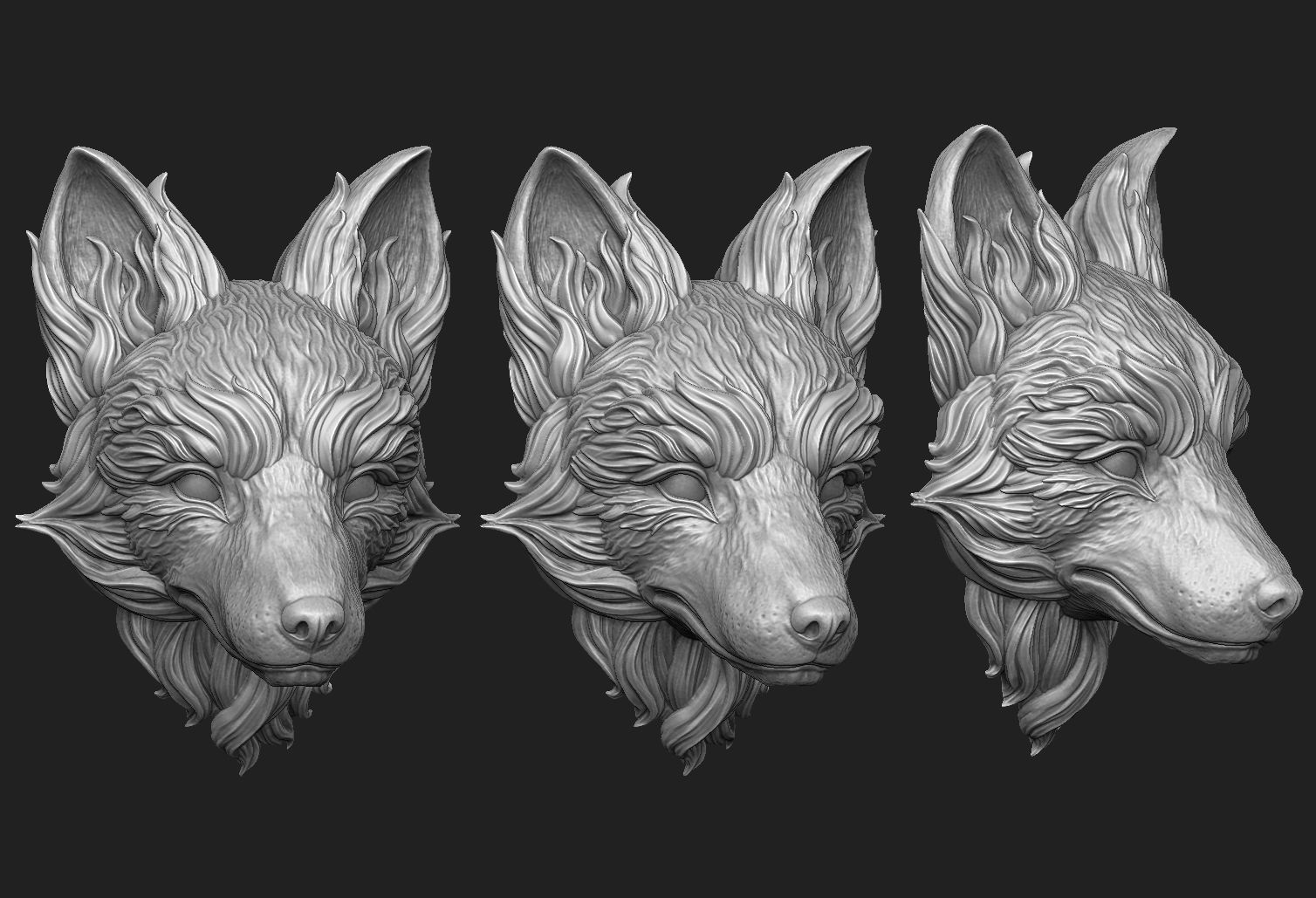 Fox Head - 2 Versions 3D model 3D printable | CGTrader