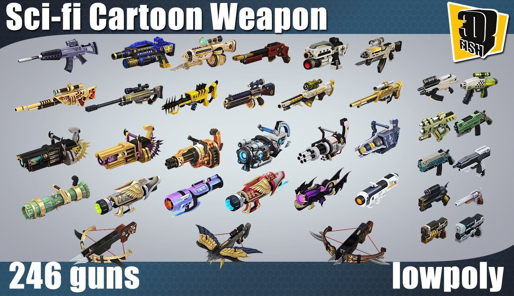 3D model weapon pack vol01 Scifi cartoon weapon VR / AR / low-poly ...