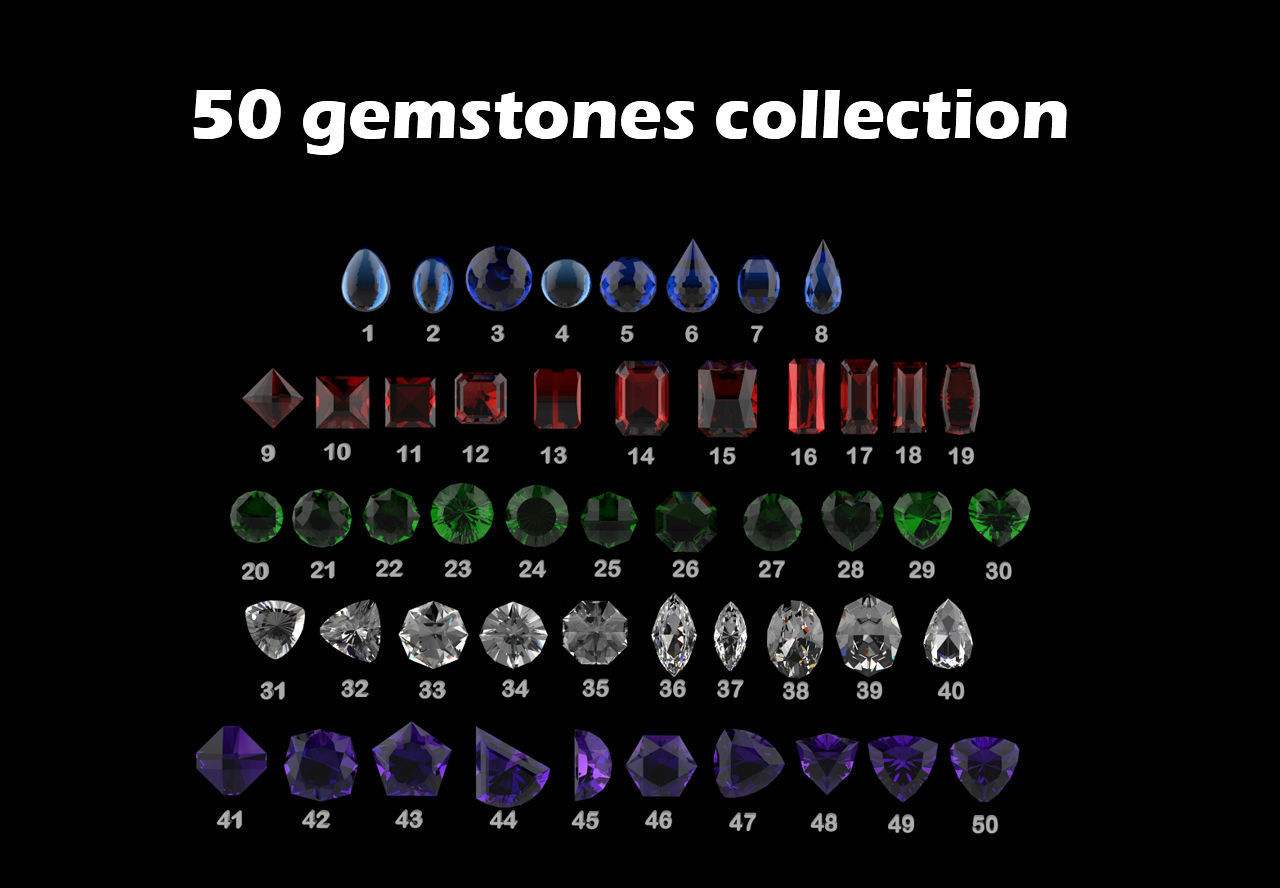 50 Gemstones Collection for jewelry 3D model | CGTrader