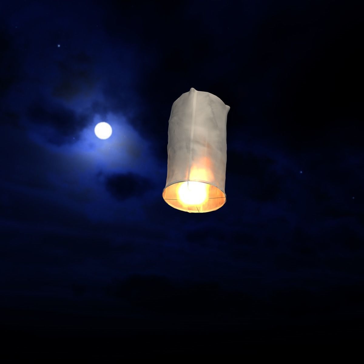 Asian sky lantern 3D model animated | CGTrader