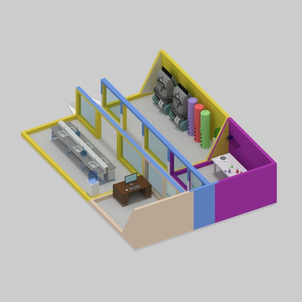 3D model Isometric Low Poly Laboratory VR / AR / low-poly | CGTrader