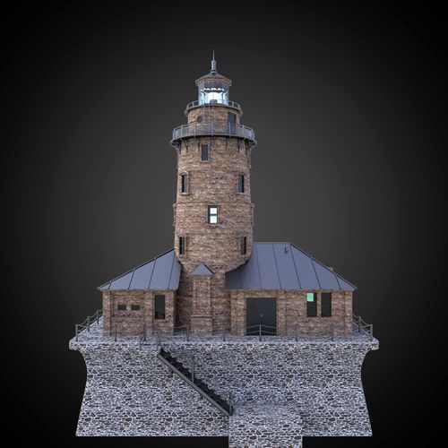 3D model Lighthouse with building architecture and engineering ...