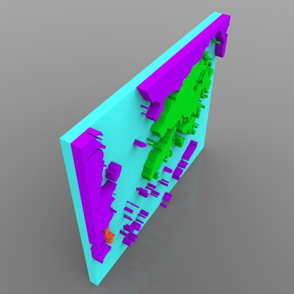 3D model Hong Kong with Macau Map in 3ds and obj format VR / AR / low ...