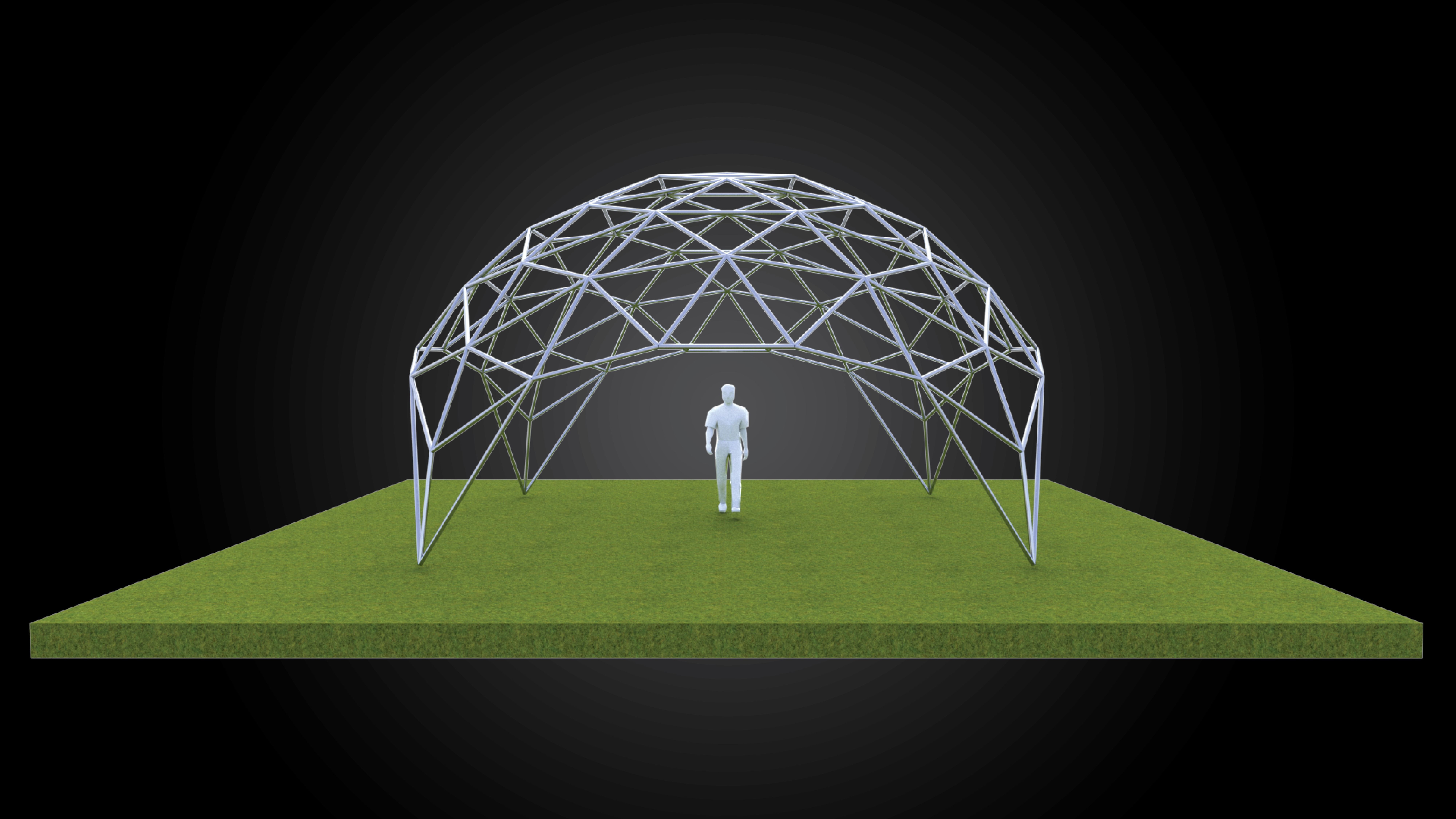 Dome triangulated with openings wireframe structure architecture 3D ...