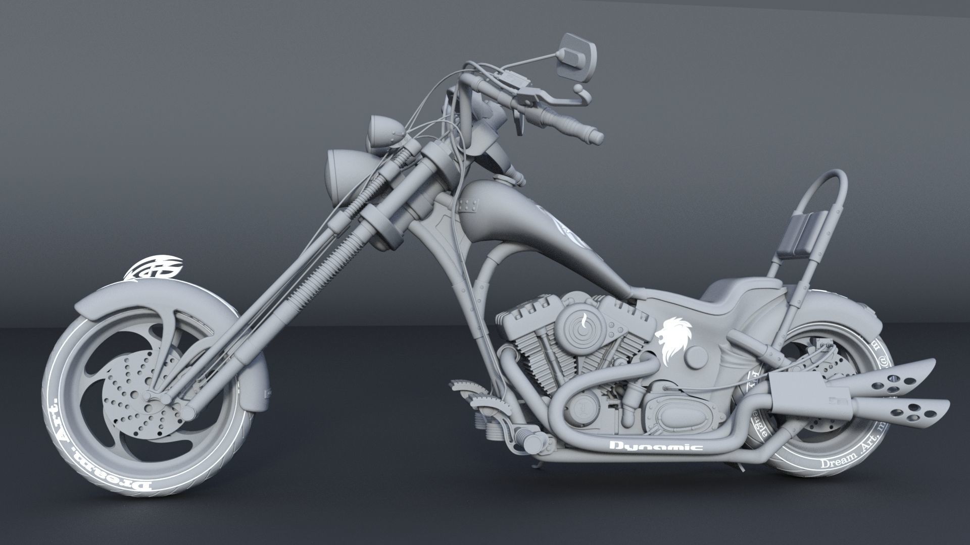 Chopper motorcycle 3D model | CGTrader