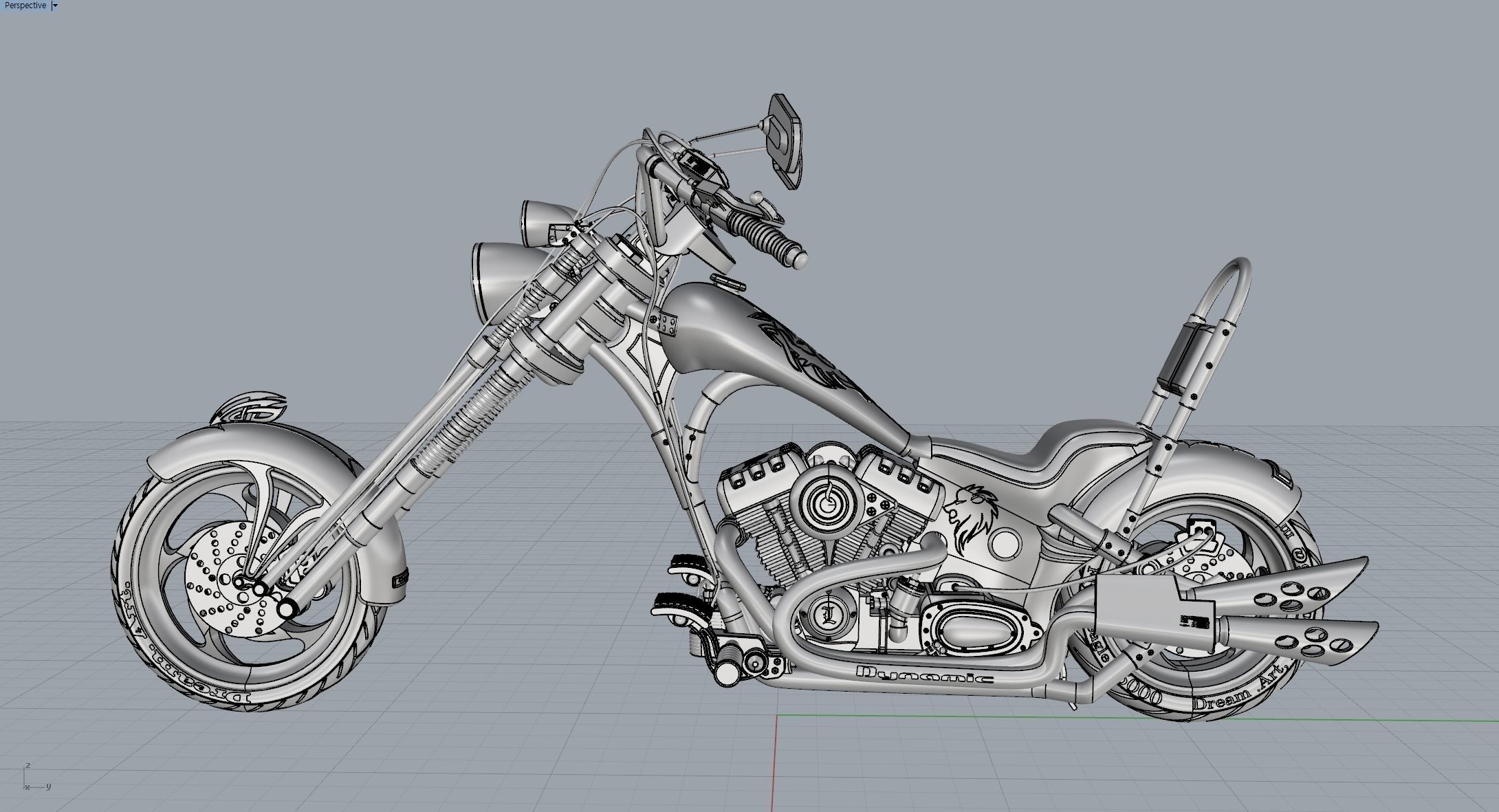 Chopper motorcycle 3D model | CGTrader