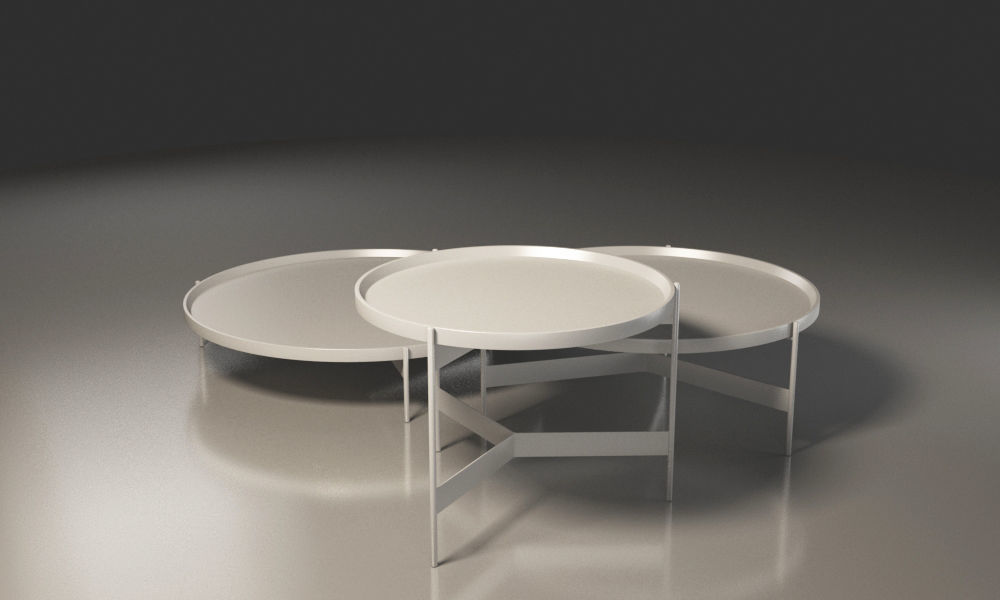 Abaco Pianca round triple coffee table 3D model | CGTrader
