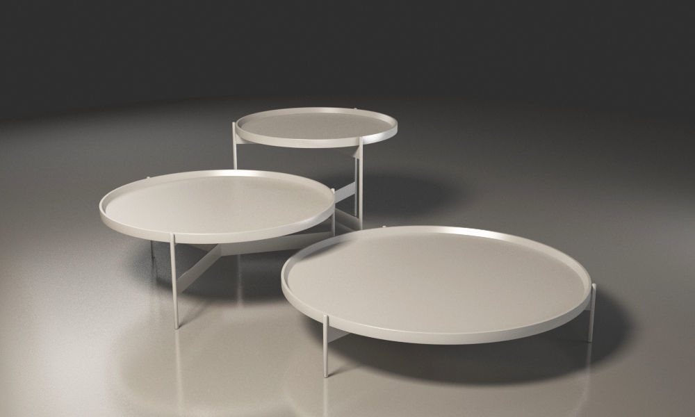 Abaco Pianca round triple coffee table 3D model | CGTrader