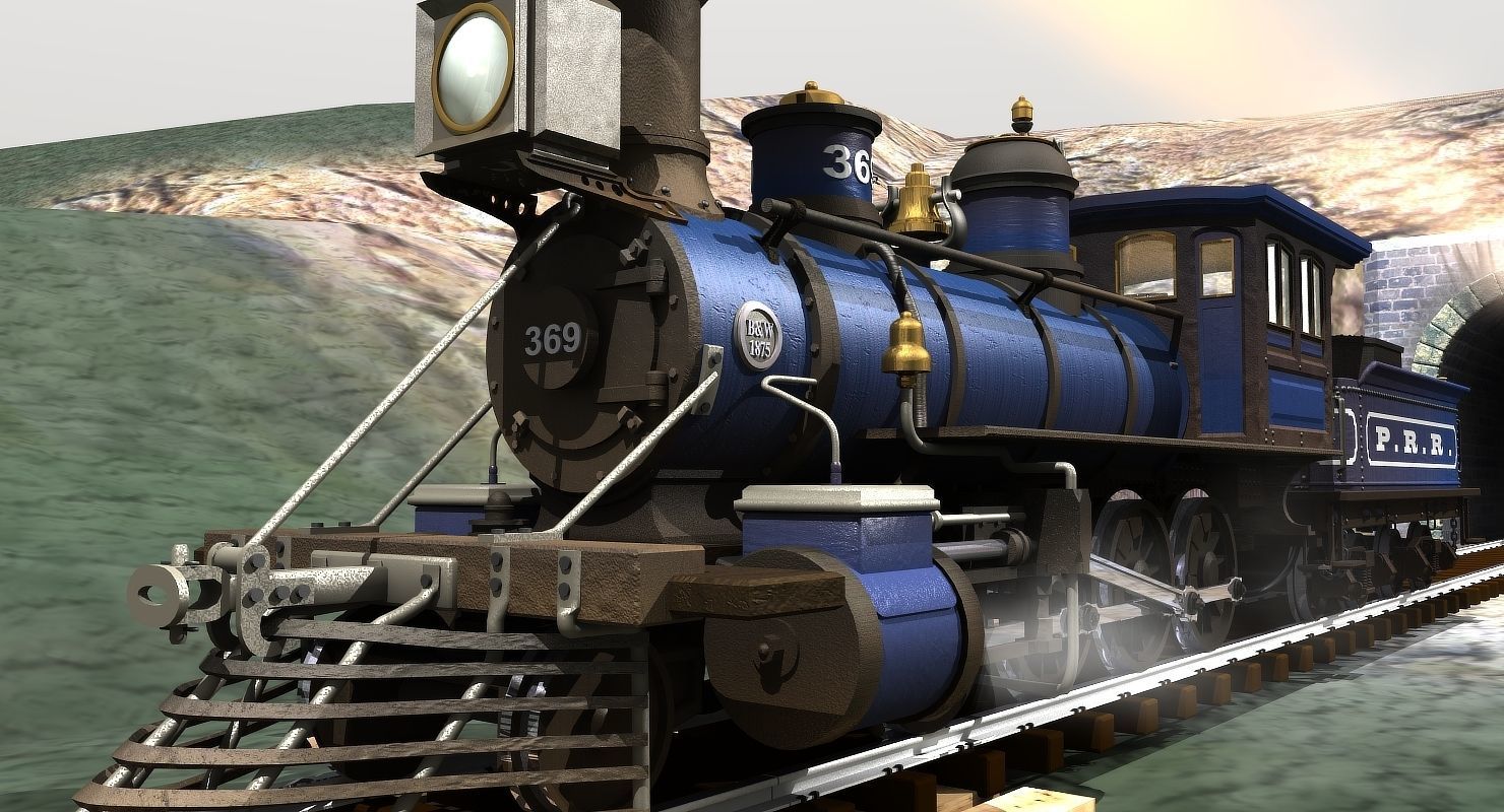 PRR 2-8-0 Steam Locomotive and Tender - Animated 3D model animated ...
