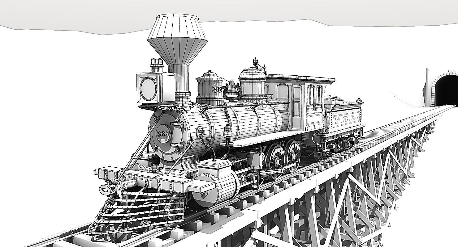 PRR 2-8-0 Steam Locomotive and Tender - Animated 3D model animated ...