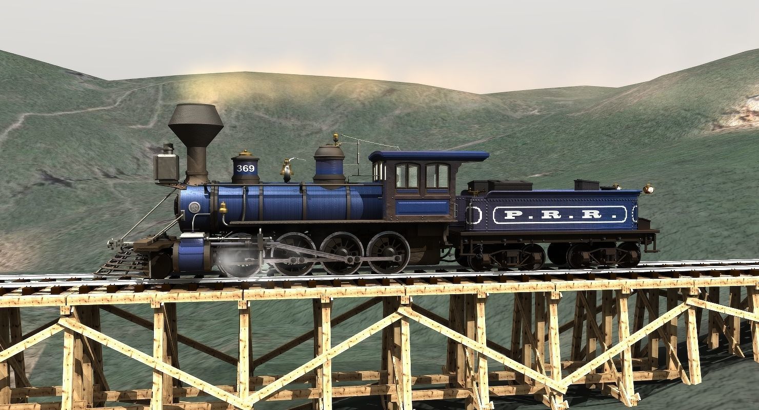 PRR 2-8-0 Steam Locomotive and Tender - Animated 3D model animated ...