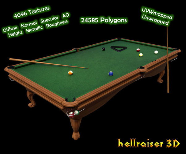 3D model Pool Table - PBR - Textured VR / AR / low-poly | CGTrader